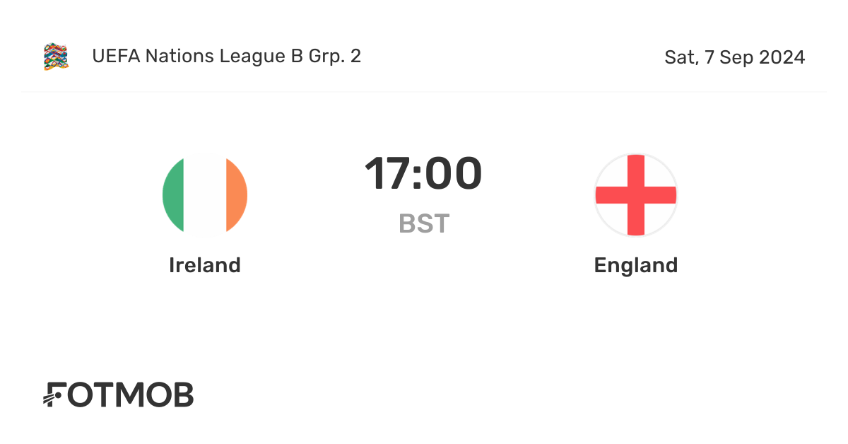 Ireland vs England - live score, predicted lineups and H2H stats