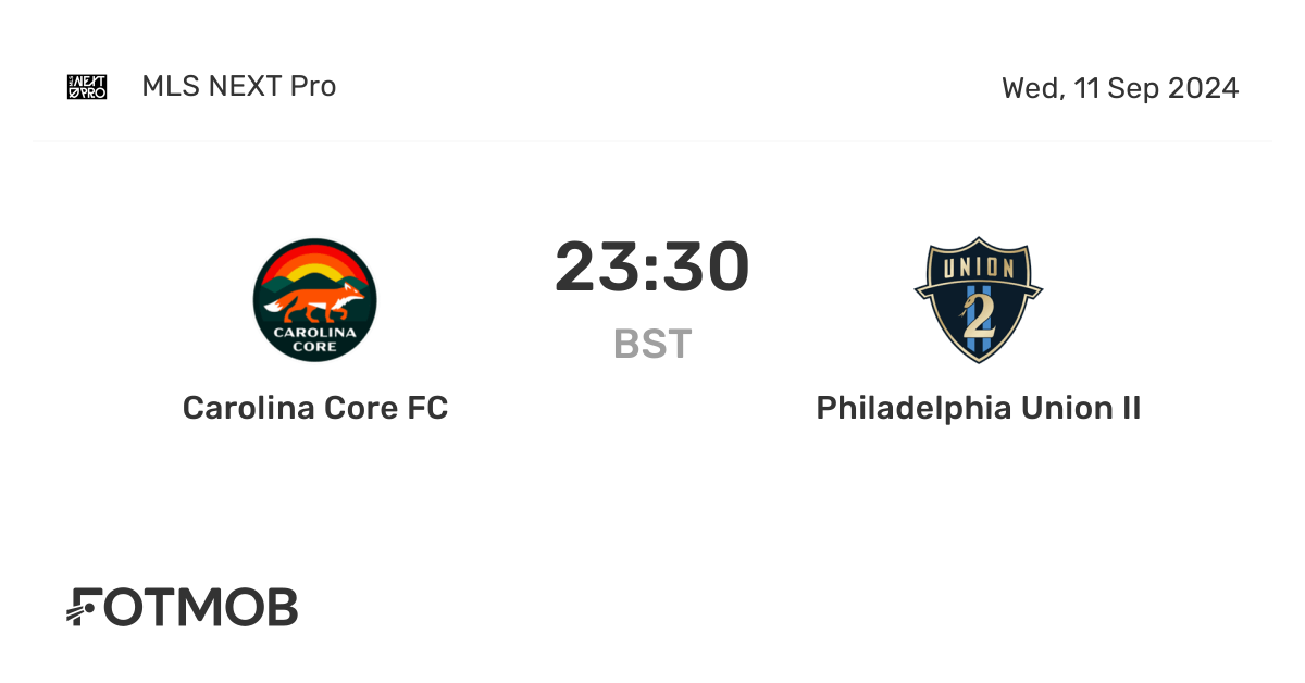 Carolina Core vs Philadelphia Union II - live score, predicted lineups ...