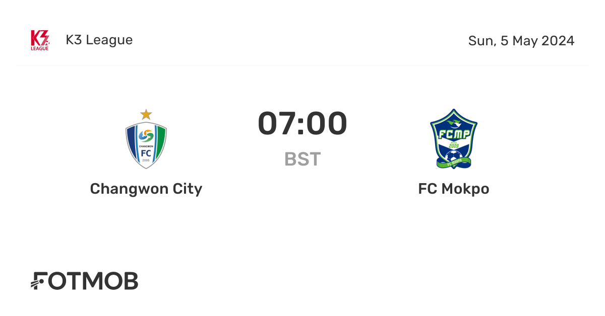 Changwon City vs FC Mokpo - live score, predicted lineups and H2H stats