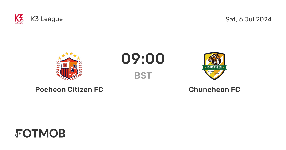 Pocheon Citizen FC vs Chuncheon FC - live score, predicted lineups and ...