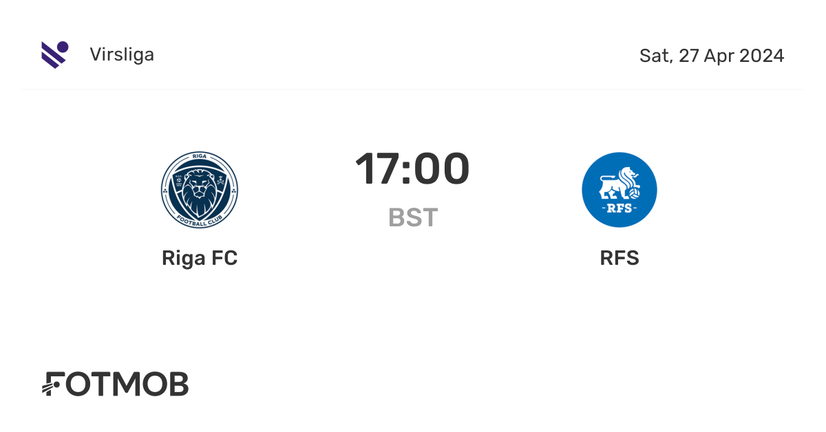 Riga FC vs RFS - live score, predicted lineups and H2H stats