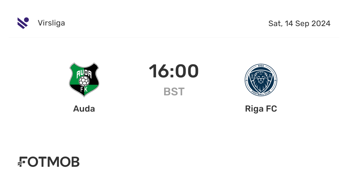 Auda vs Riga FC - live score, predicted lineups and H2H stats