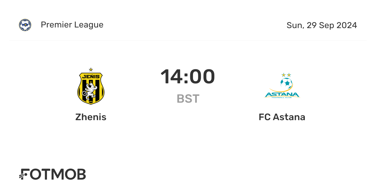 Zhenis vs FC Astana - live score, predicted lineups and H2H stats