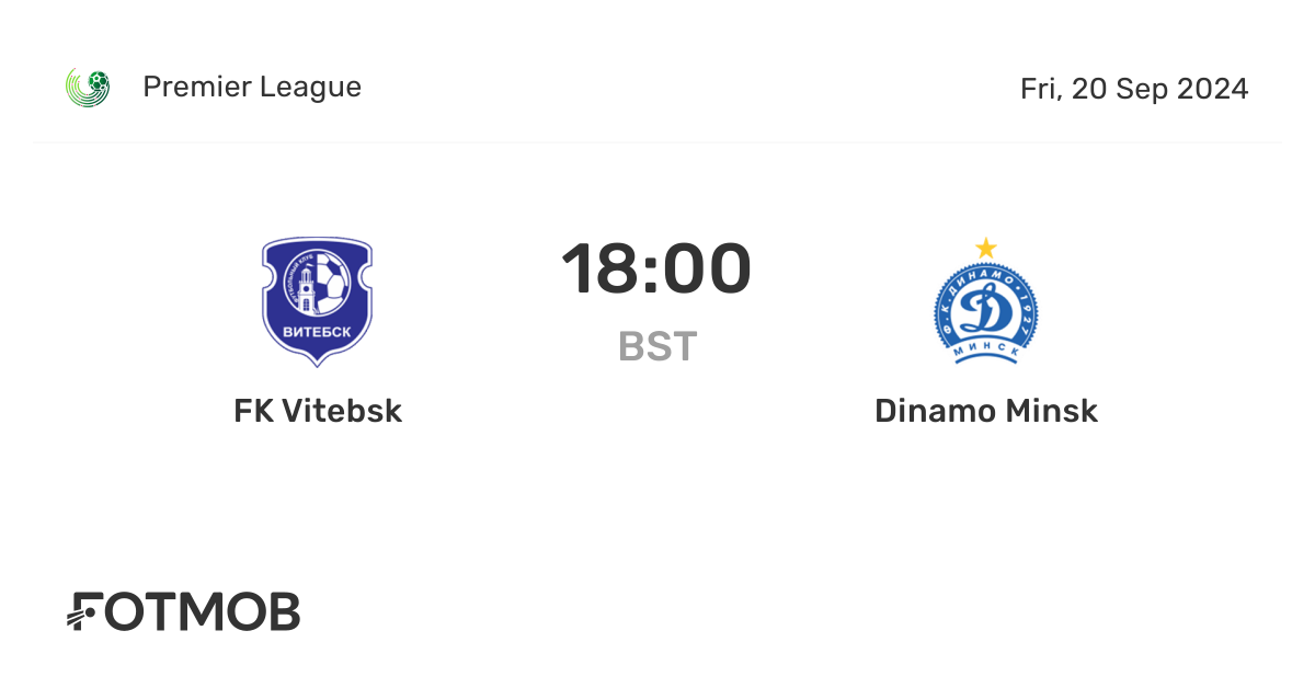 FK Vitebsk vs Dinamo Minsk - live score, predicted lineups and H2H stats