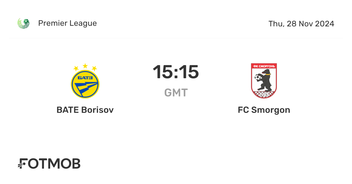 BATE Borisov vs FC Smorgon - marcador en vivo, alineaciones previstas y ...