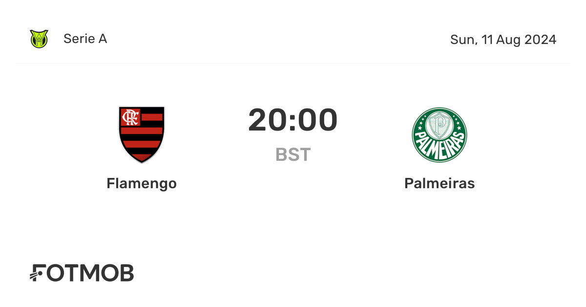 Flamengo vs Palmeiras - live score, predicted lineups and H2H stats