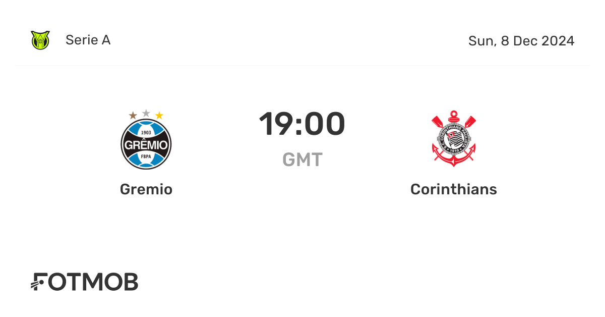 Gremio vs Corinthians - live score, predicted lineups and H2H stats