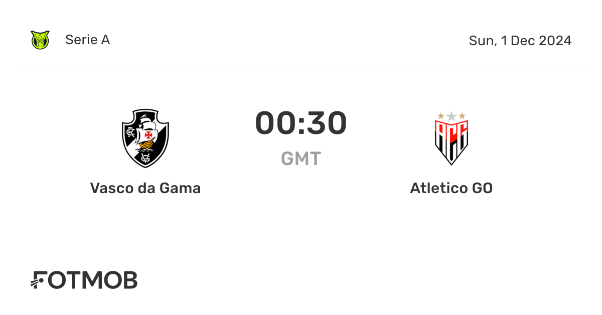 Vasco da Gama vs Atletico GO - live score, predicted lineups and H2H stats