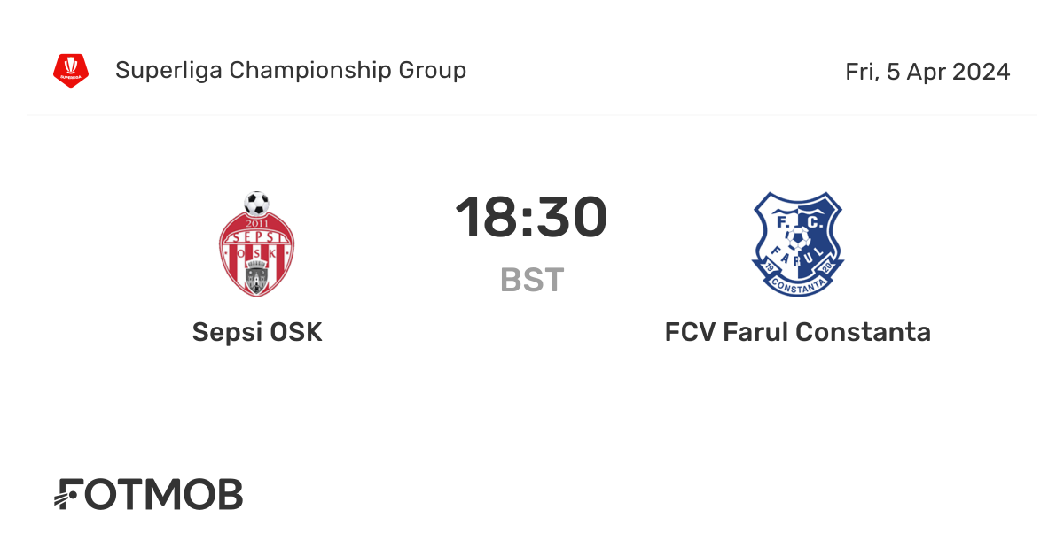 Sepsi OSK vs FCV Farul Constanta - scor live, primul 11 prezis și ...