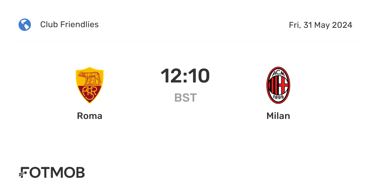 Roma X Ac Milan Placar Ao Vivo Escalações Prováveis E Estatísticas H2h