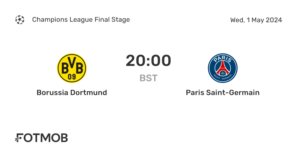 Borussia Dortmund vs Paris Saint-Germain - marcador en vivo, alineaciones previstas y ...