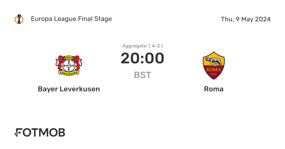 Bayer Leverkusen vs Roma - live score, predicted lineups and H2H stats