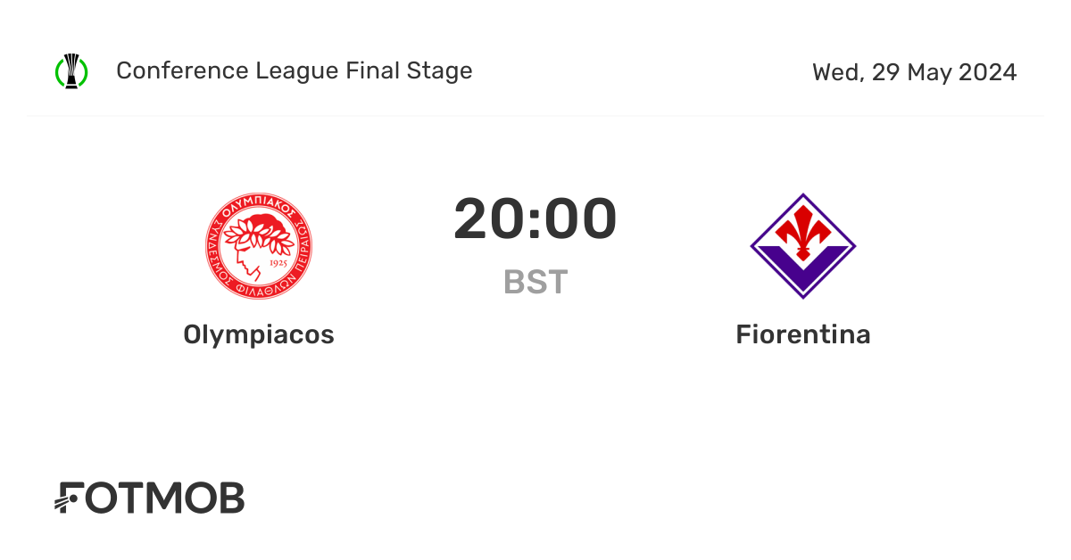 Olympiacos 대 Fiorentina 실시간 점수 예상 스타팅 라인업 및 H2h 통계