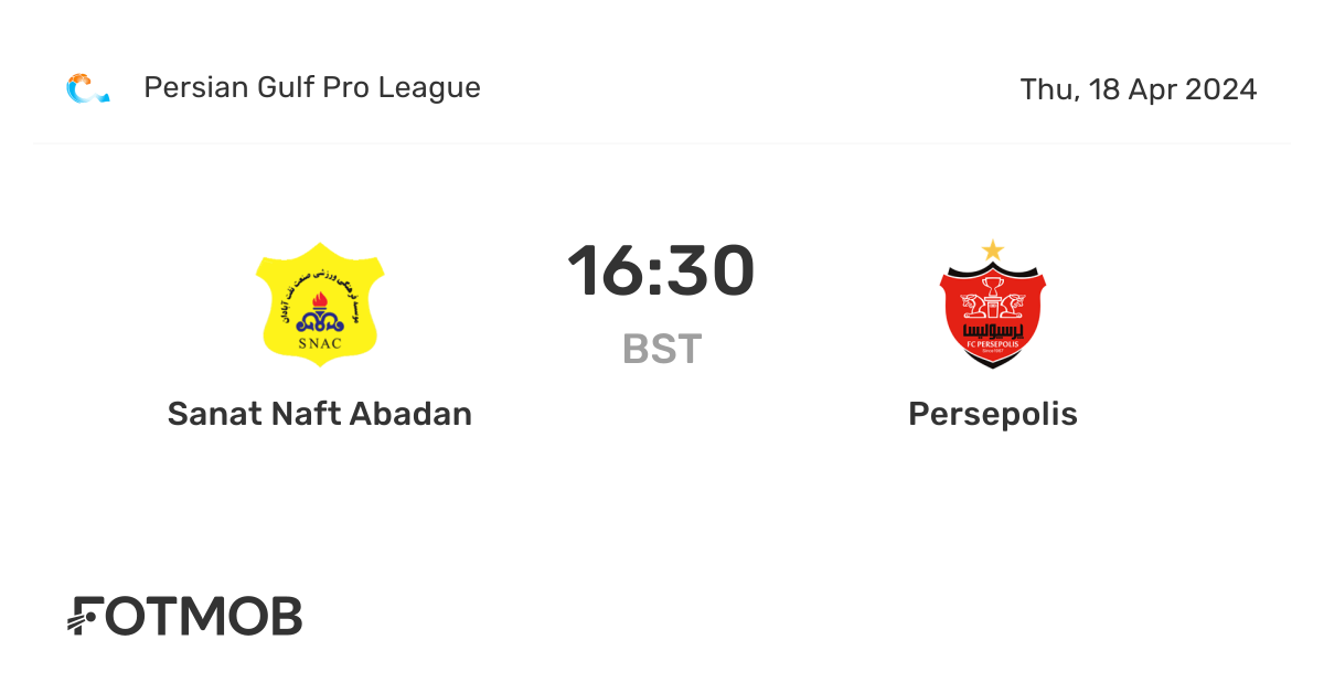 Sanat Naft Abadan vs Persepolis - live score, predicted lineups and H2H ...