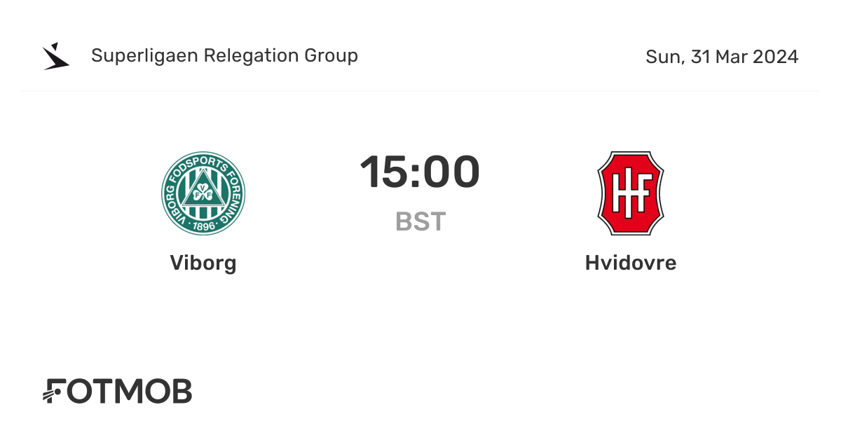 Viborg vs Hvidovre - marcador en vivo, alineaciones previstas y estadísticas H2H