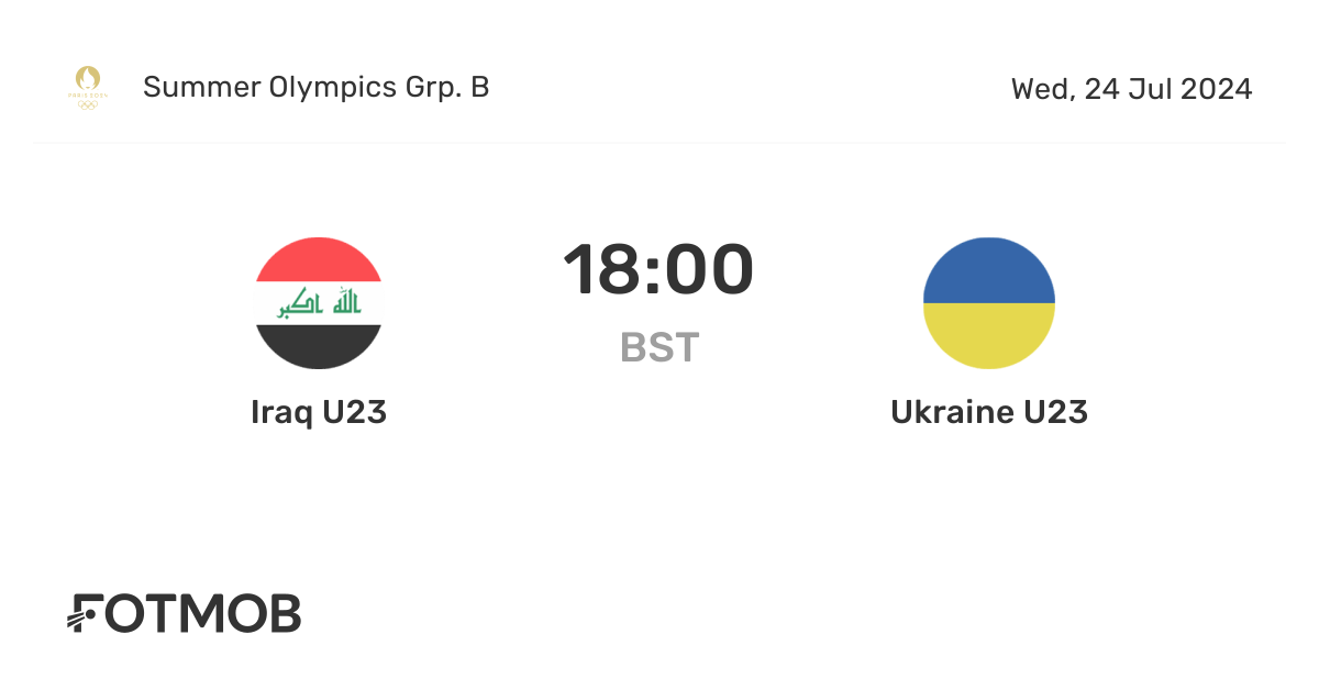 Iraq U23 vs Ukraine U23 - live score, predicted lineups and H2H stats