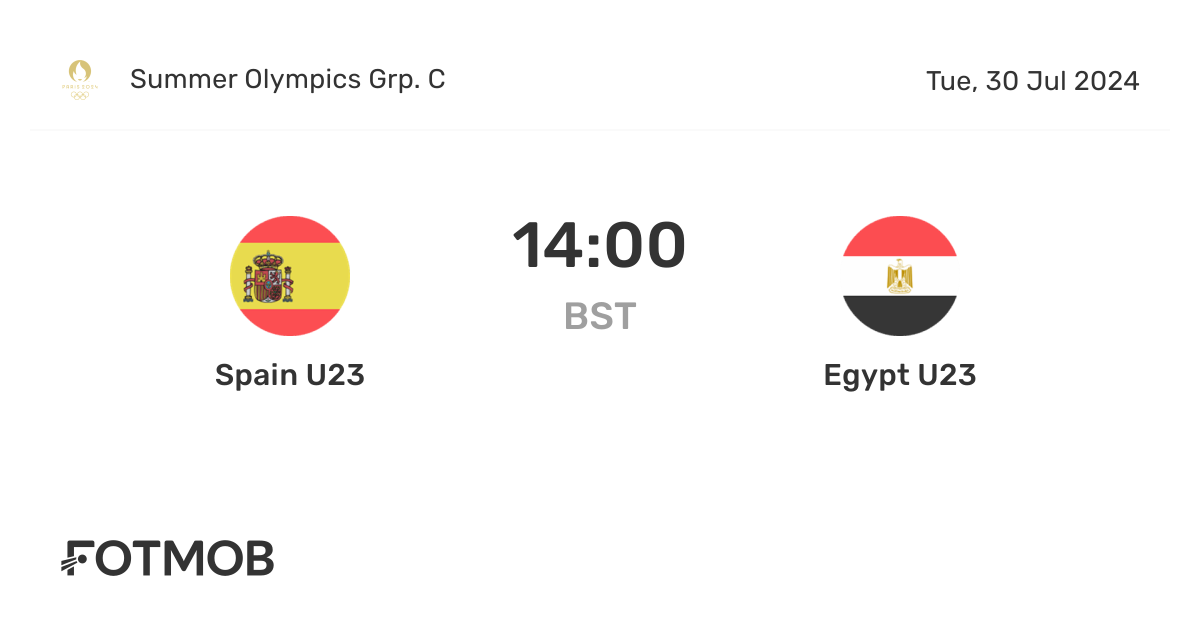 Spain U23 vs Egypt U23 - live score, predicted lineups and H2H stats