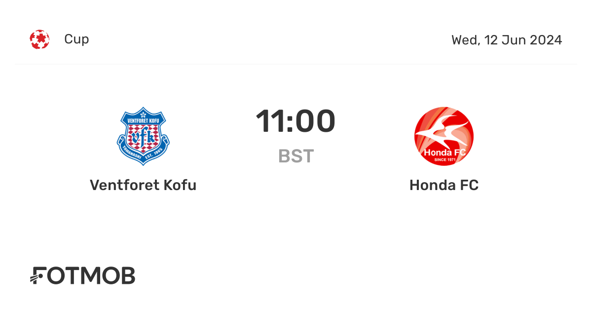 Ventforet Kofu vs Honda FC - live score, predicted lineups and H2H stats