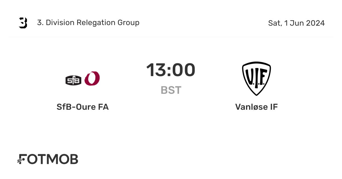 SfB-Oure FA vs Vanløse IF - live score, predicted lineups and H2H stats