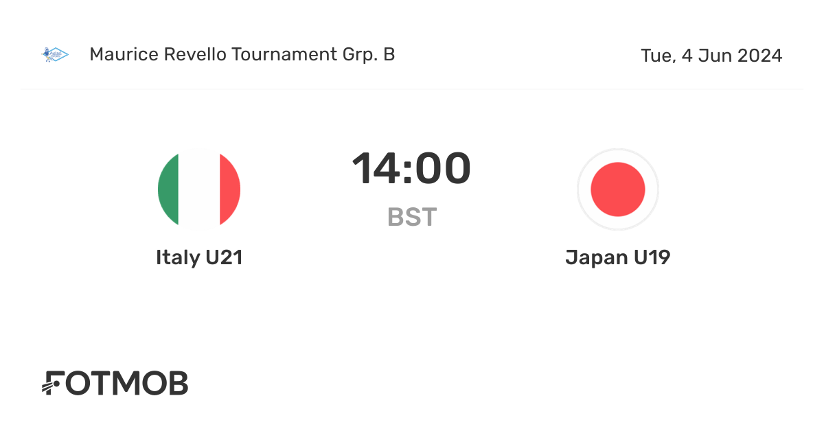 Italy U21 vs Japan U19 - live score, predicted lineups and H2H stats