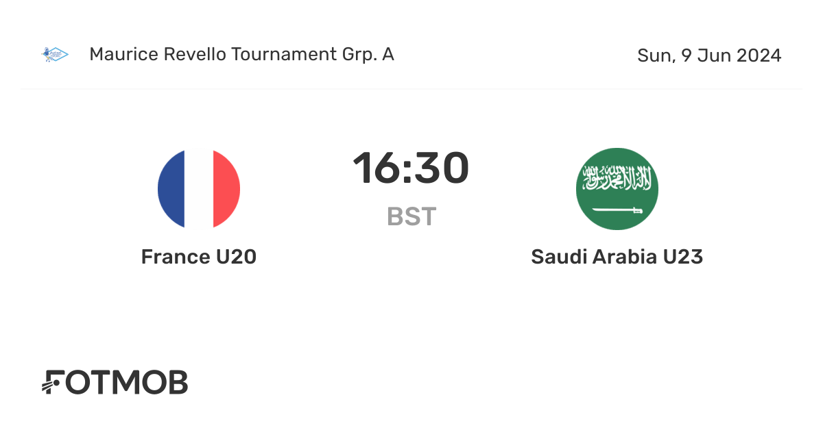 Francia U20 vs Arabia Saudí U23 - marcador en vivo, alineaciones previstas y estadísticas H2H