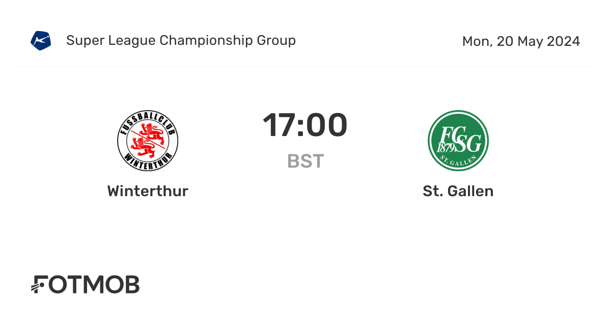 Winterthur mot St. Gallen - live resultater, forventede lagoppstillinger og H2H-statistikk