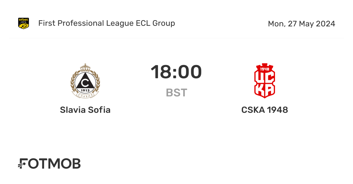 Slavia Sofia vs CSKA 1948 - marcador en vivo, alineaciones previstas y estadísticas H2H