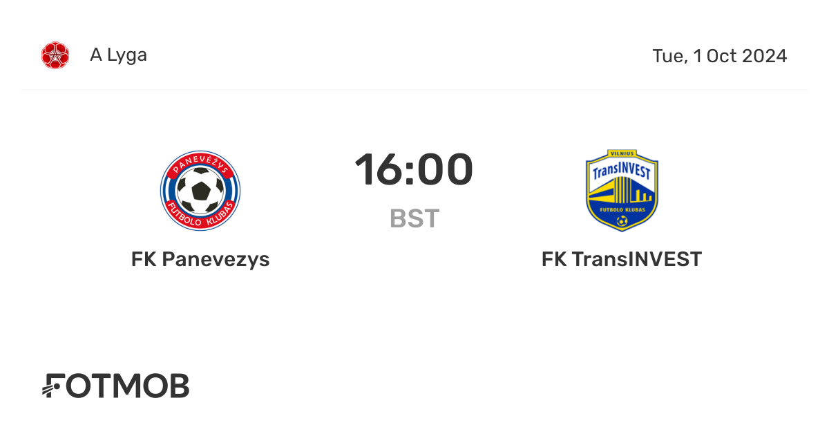 FK Panevezys vs FK TransINVEST - marcador en vivo, alineaciones ...