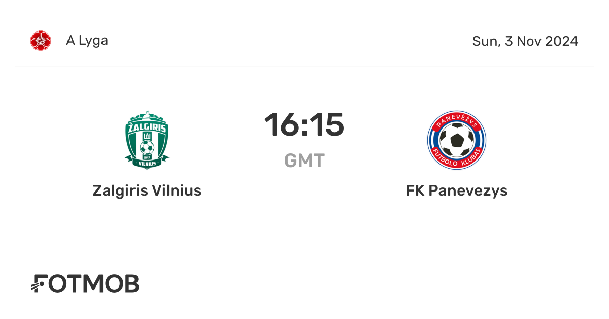 Zalgiris Vilnius vs FK Panevezys - marcador en vivo, alineaciones ...