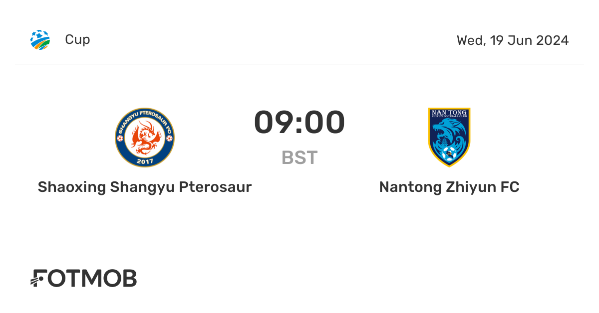 Shaoxing Shangyu Pterosaur vs Nantong Zhiyun FC - live score, predicted lineups and H2H stats