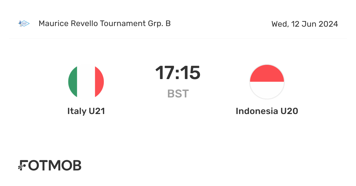 Italia U21 vs Indonesia U20 - marcador en vivo, alineaciones previstas y estadísticas H2H