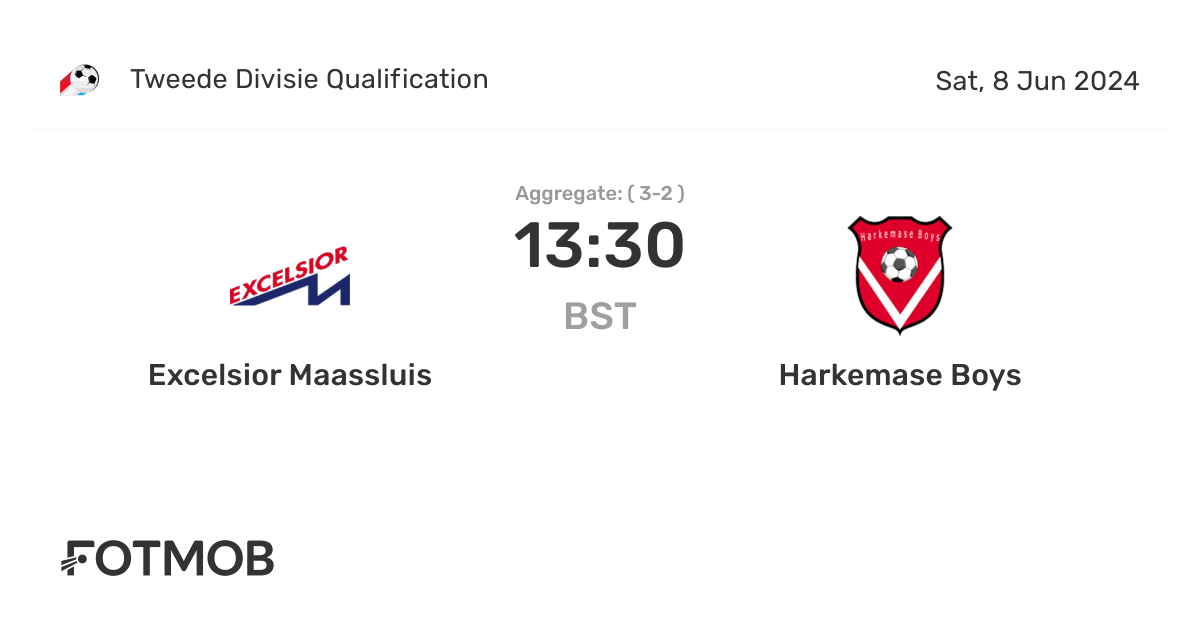 Excelsior Maassluis vs Harkemase Boys - live score, predicted lineups and H2H stats