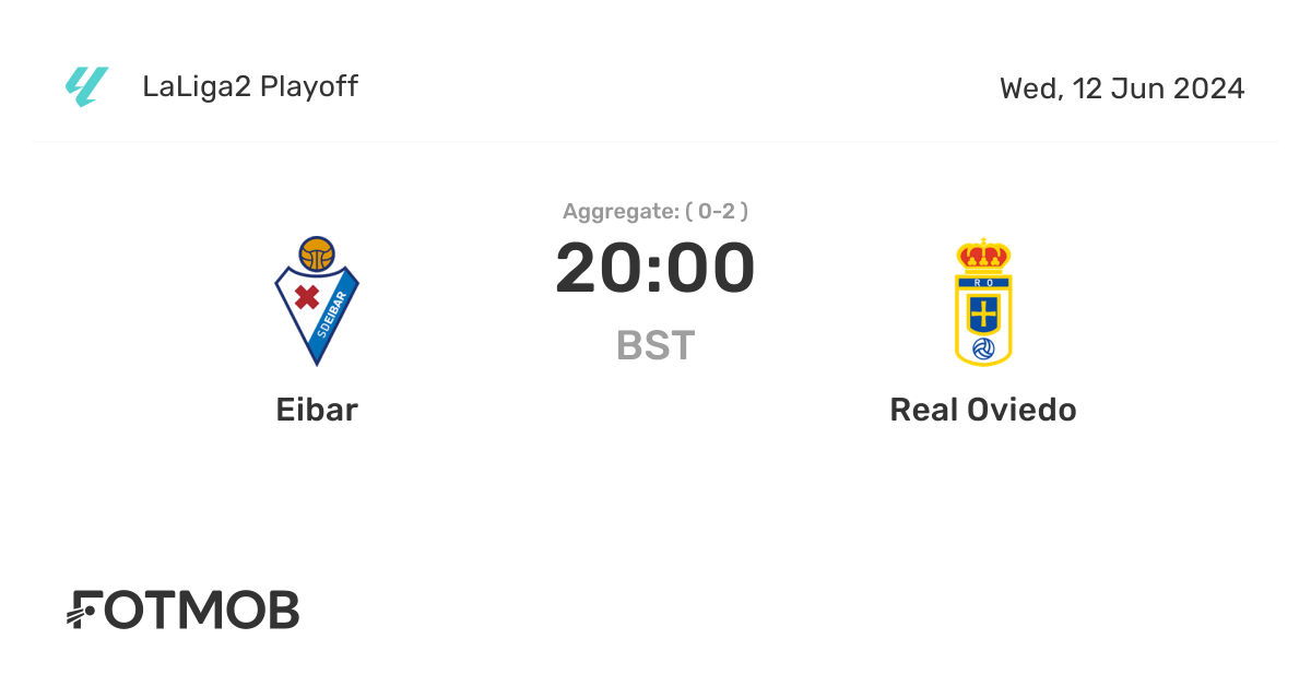 Eibar 대 Real Oviedo 실시간 점수 예상 스타팅 라인업 및 H2h 통계