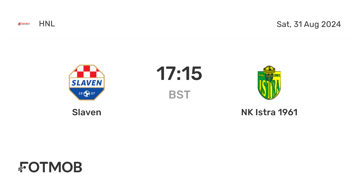 Slaven contre NK Istra 1961 - score en direct, compositions probables ...