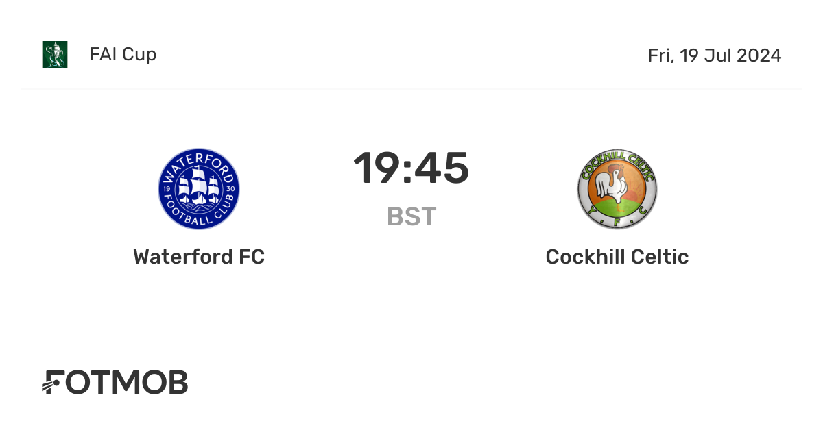 Waterford FC vs Cockhill Celtic - live score, predicted lineups and H2H ...