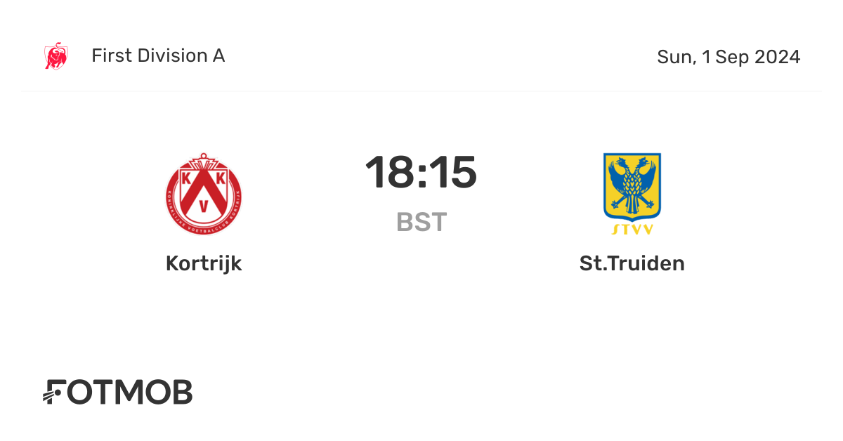 Kortrijk contre St.Truiden - score en direct, compositions probables et statistiques H2H