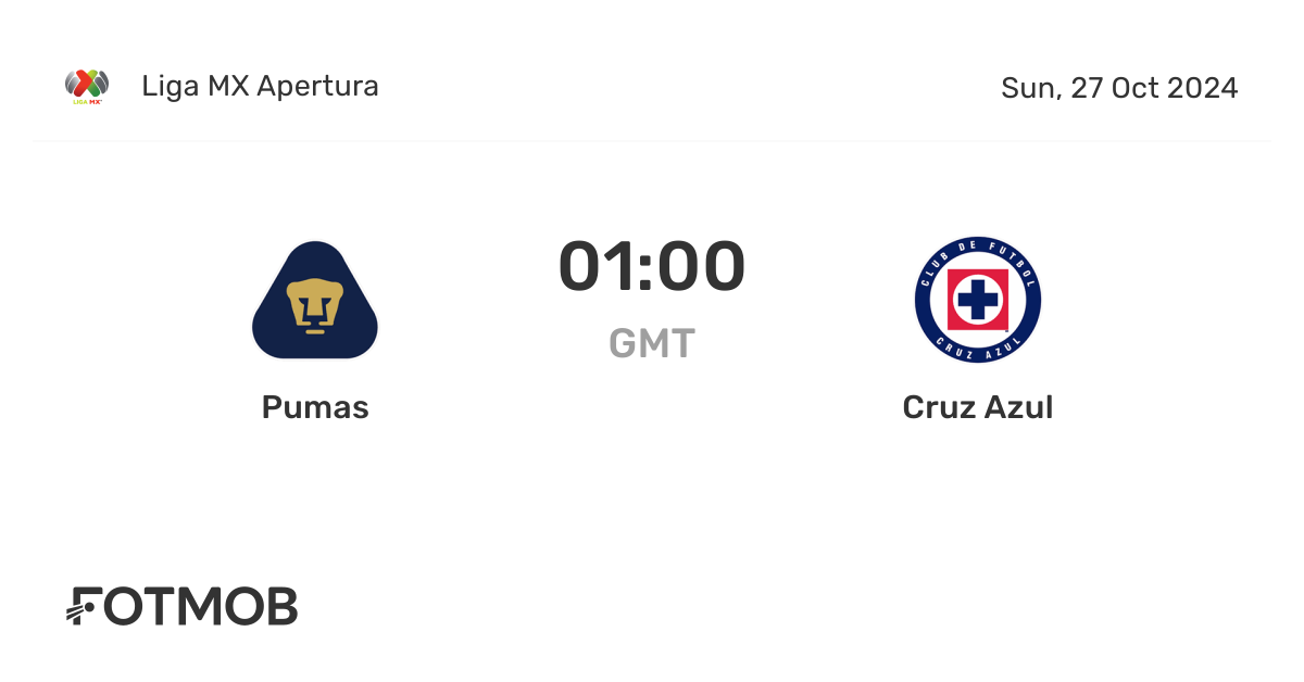 Pumas vs Cruz Azul - live score, predicted lineups and H2H stats