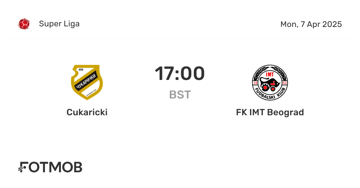 Cukaricki vs FK IMT Beograd - resultado ao vivo, equipas iniciais ...