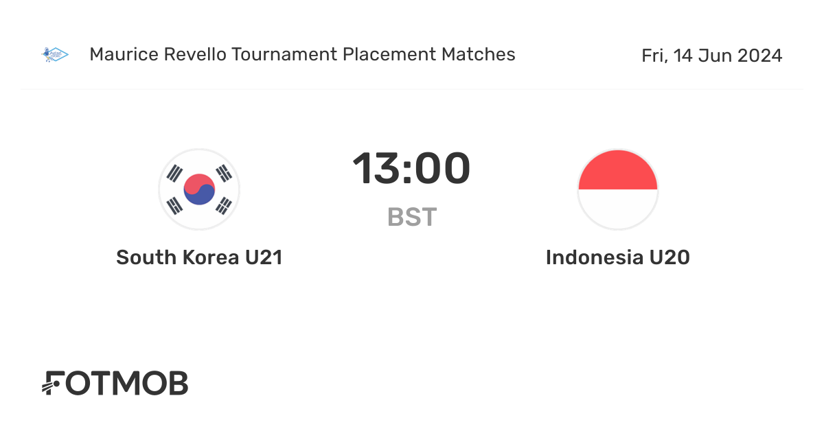 대한민국 U21 대 Indonesia U20 - 실시간 점수, 예상 스타팅 라인업 및 H2H 통계
