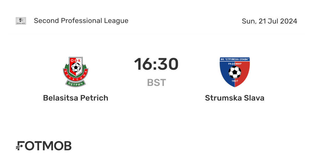 Belasitsa Petrich vs Strumska Slava - live score, predicted lineups and ...