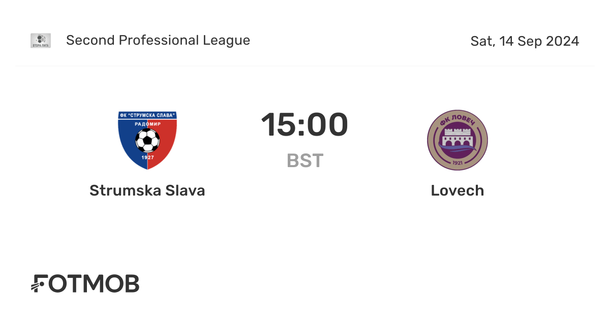 Strumska Slava vs Lovech - live score, predicted lineups and H2H stats