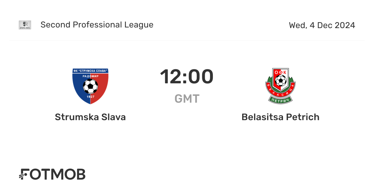 Strumska Slava vs Belasitsa Petrich - live score, predicted lineups and ...
