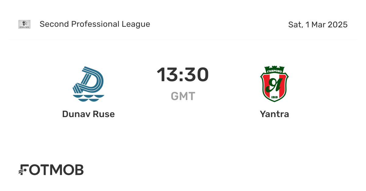 Dunav Ruse vs Yantra - live score, predicted lineups and H2H stats