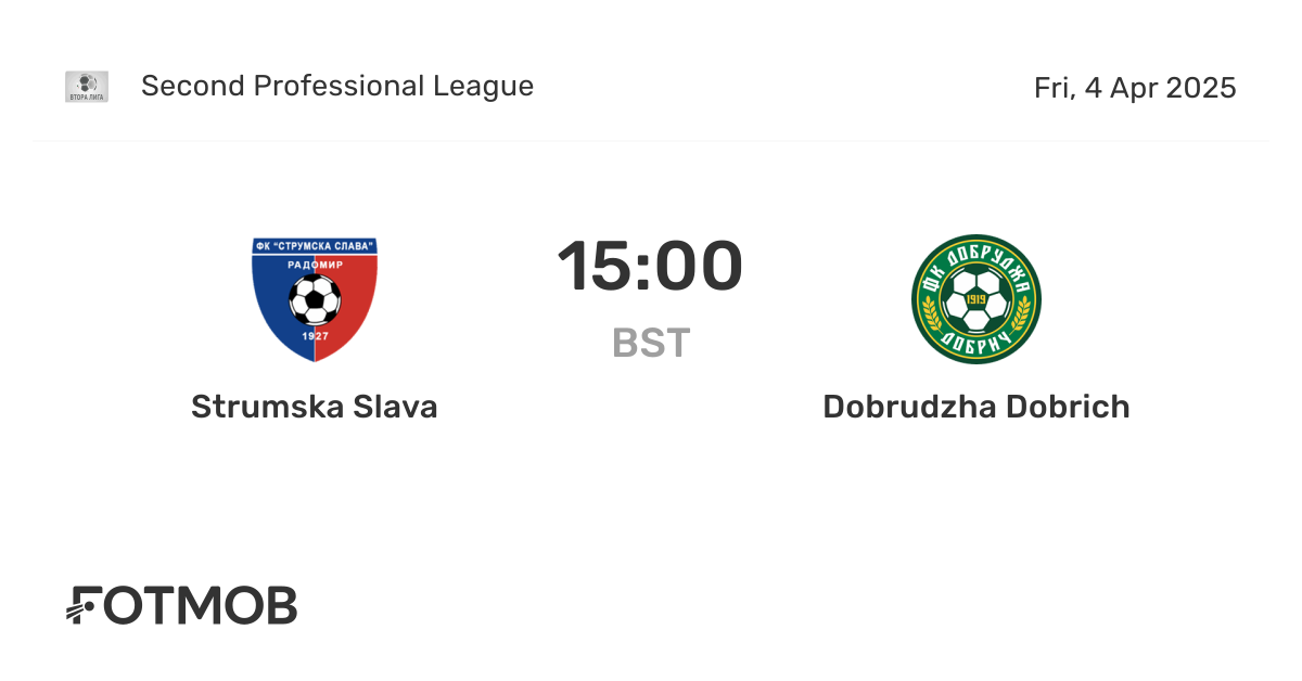 Strumska Slava vs Dobrudzha Dobrich - live score, predicted lineups and ...