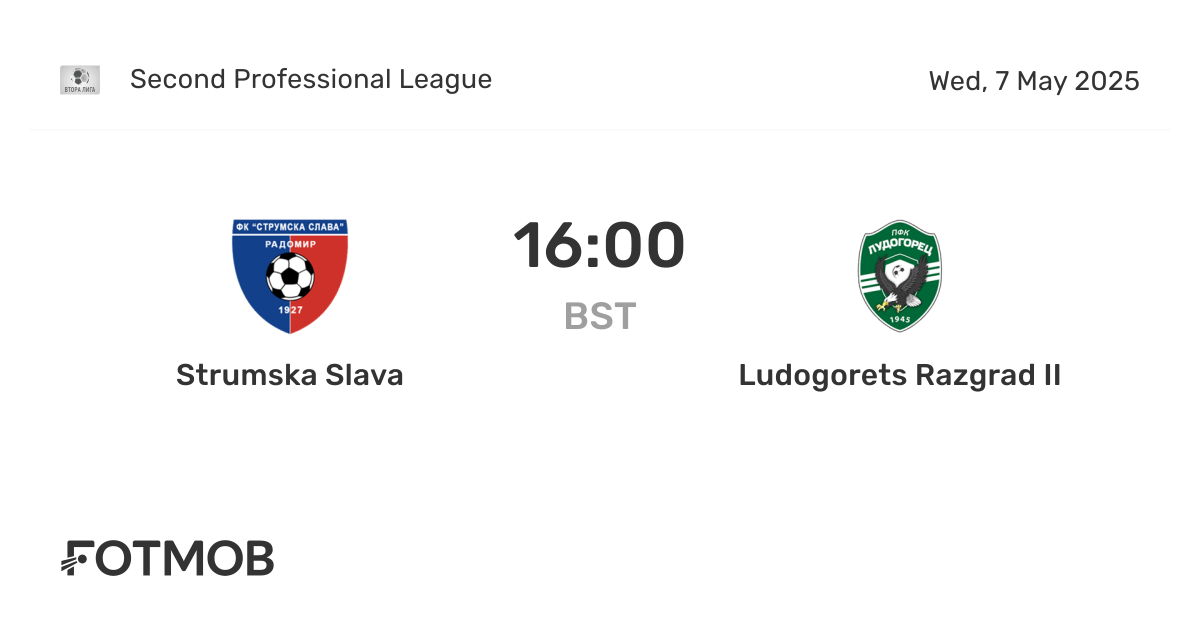 Strumska Slava vs Ludogorets Razgrad II - live score, predicted lineups ...