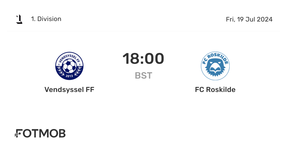 Vendsyssel FF vs FC Roskilde - live score, predicted lineups and H2H stats