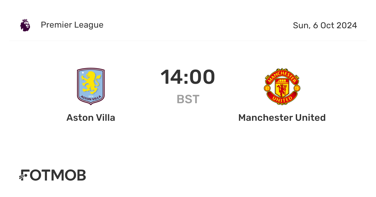 Aston Villa vs Manchester United - skor langsung, susunan pemain prediksi, dan statistik H2H