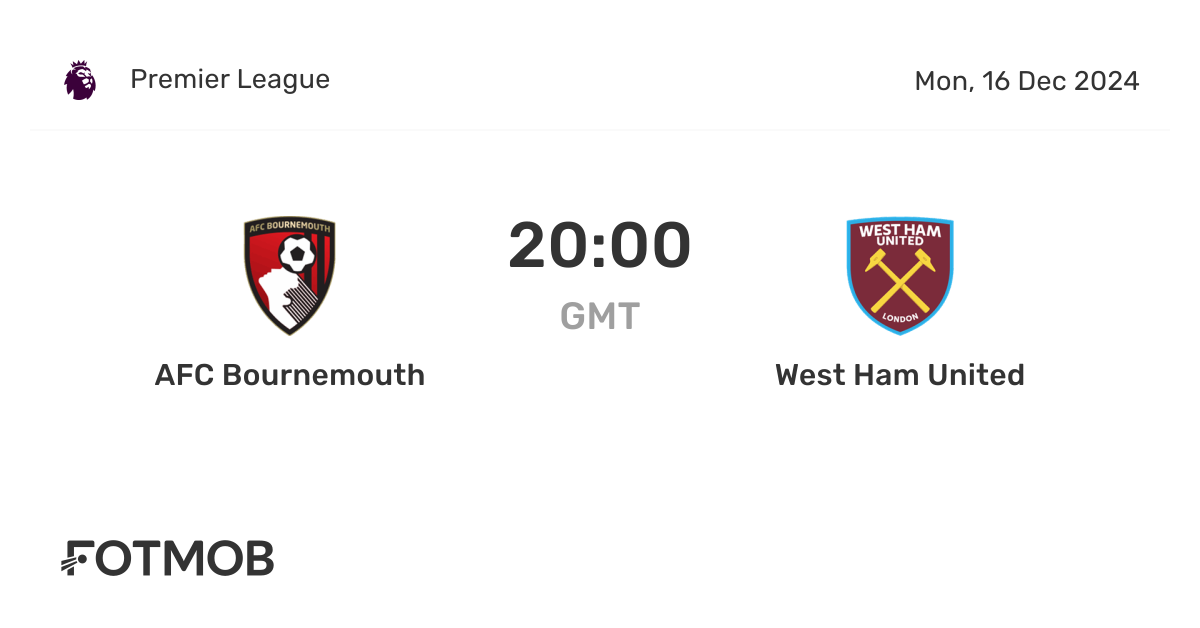 AFC Bournemouth vs West Ham United - live score, predicted lineups and ...