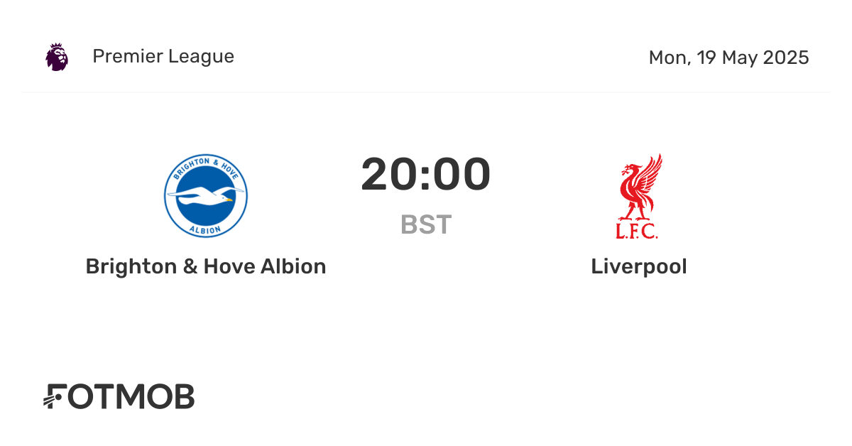 Brighton & Hove Albion contre Liverpool - score en direct, compositions ...