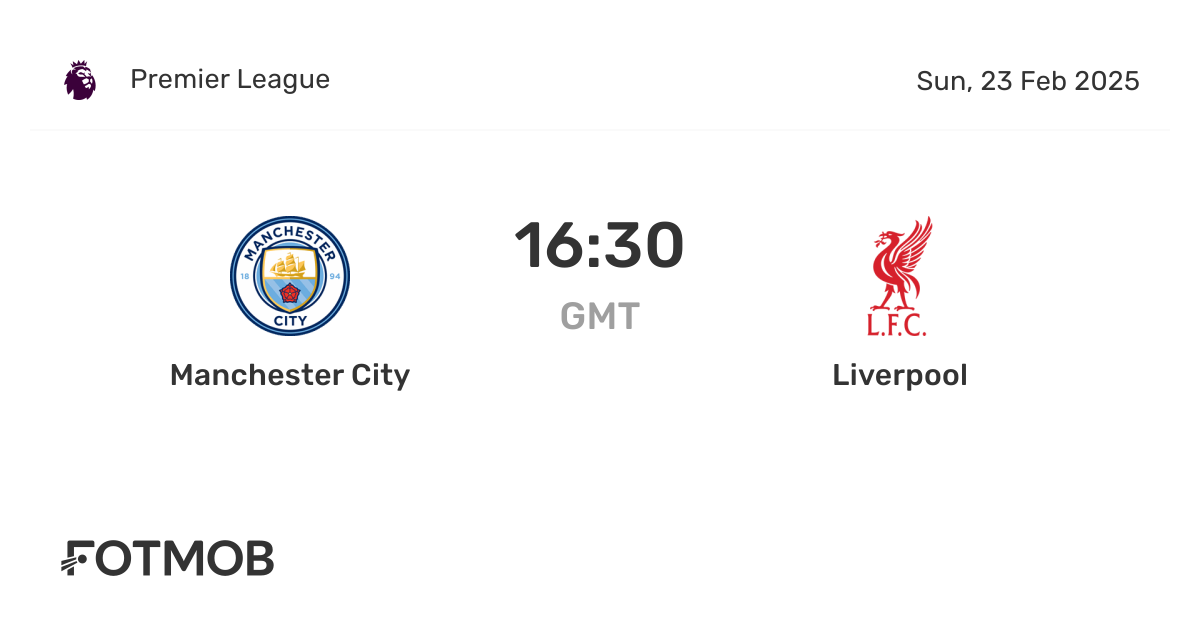 Manchester City Vs Liverpool Live Score Predicted Lineups And H2h Stats